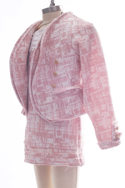 Lily Blazer - Abstract Brocade/Jacquard Pattern with Frayed Design ...